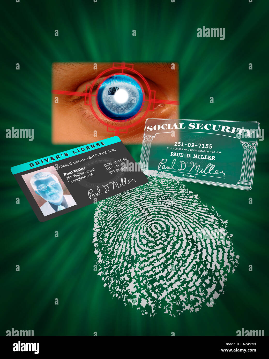 Montage Of Identity Related Elements Including A Fingerprint Drivers