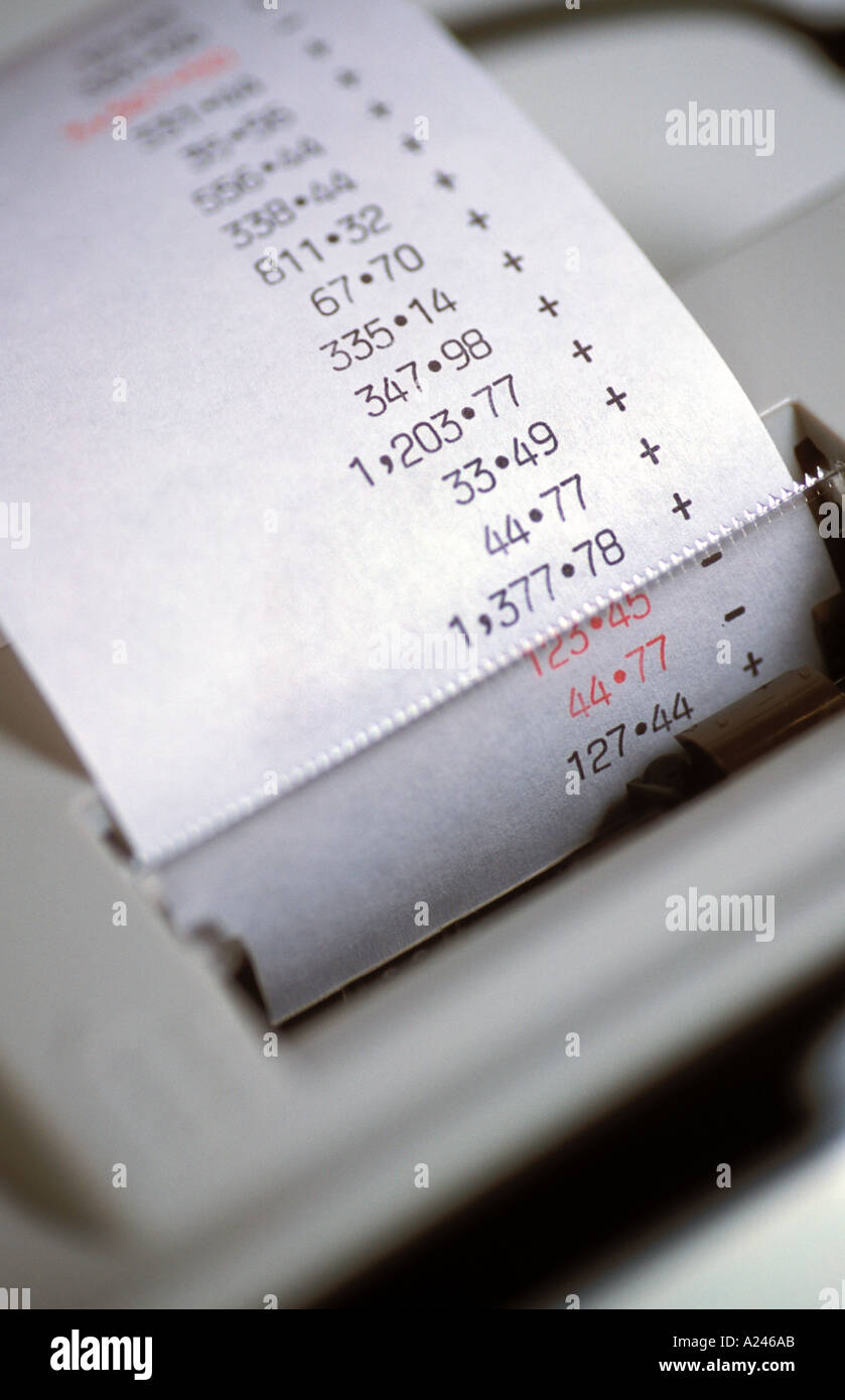 Calculator print out Stock Photo - Alamy