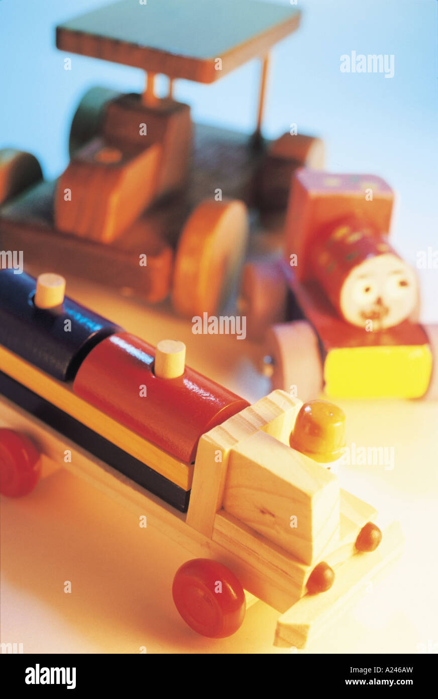 Wooden Toy Train Stock Photo - Alamy