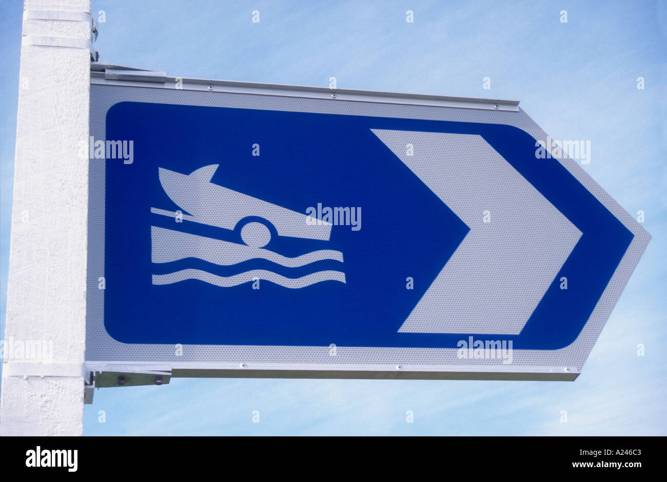Road sign to boat launching slipway South Island New Zealand Stock ...