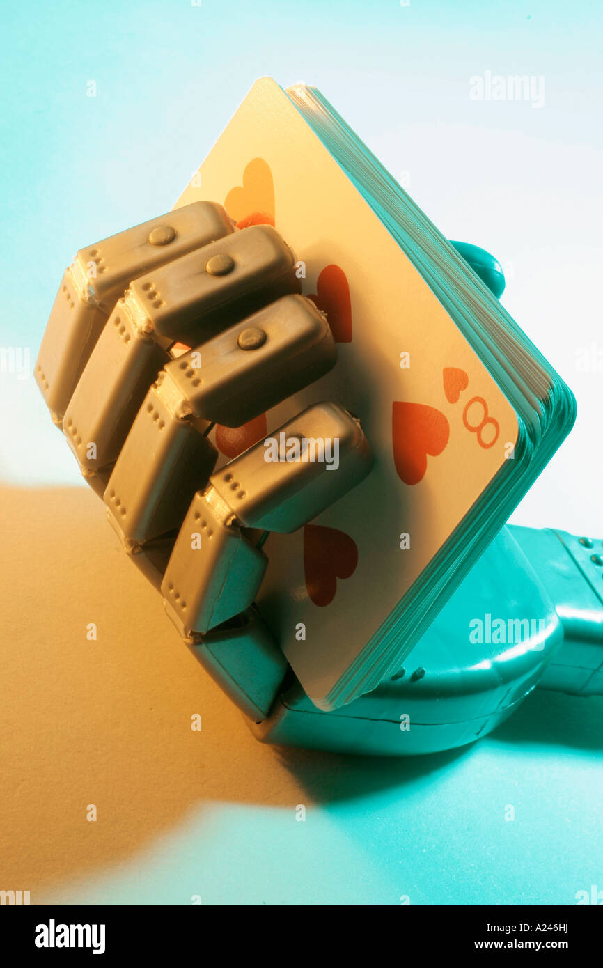 Robotic Hand Holding Playing Cards Stock Photo - Alamy