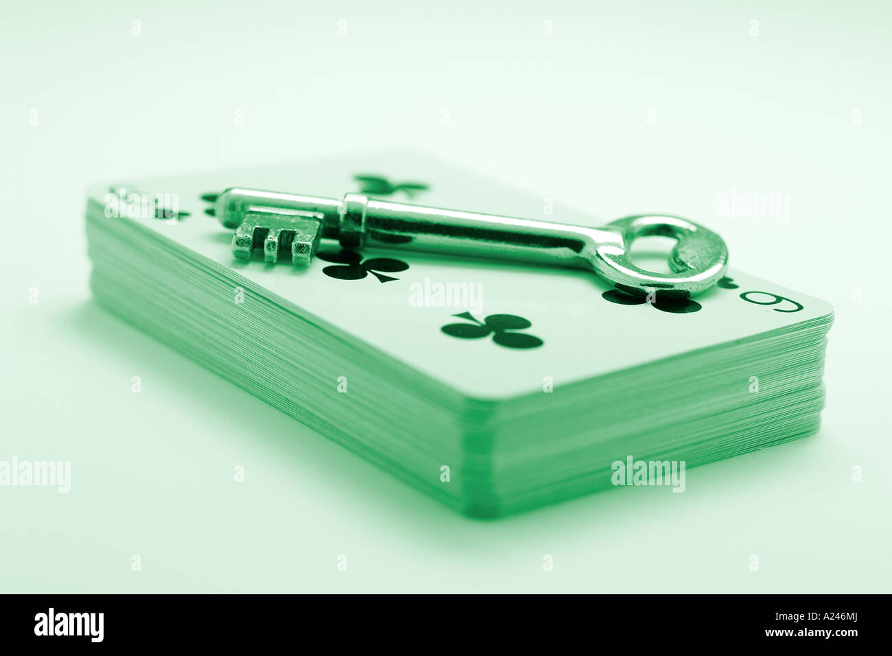 Key on Stack of Playing Cards Stock Photo - Alamy