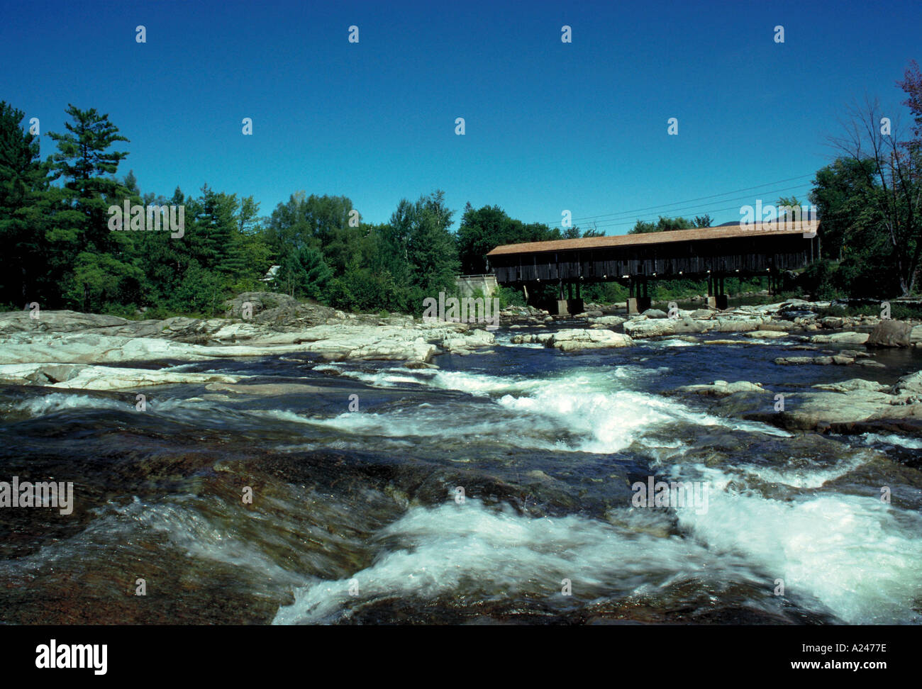 Covered bridge Jay River Jay NY Stock Photo - Alamy