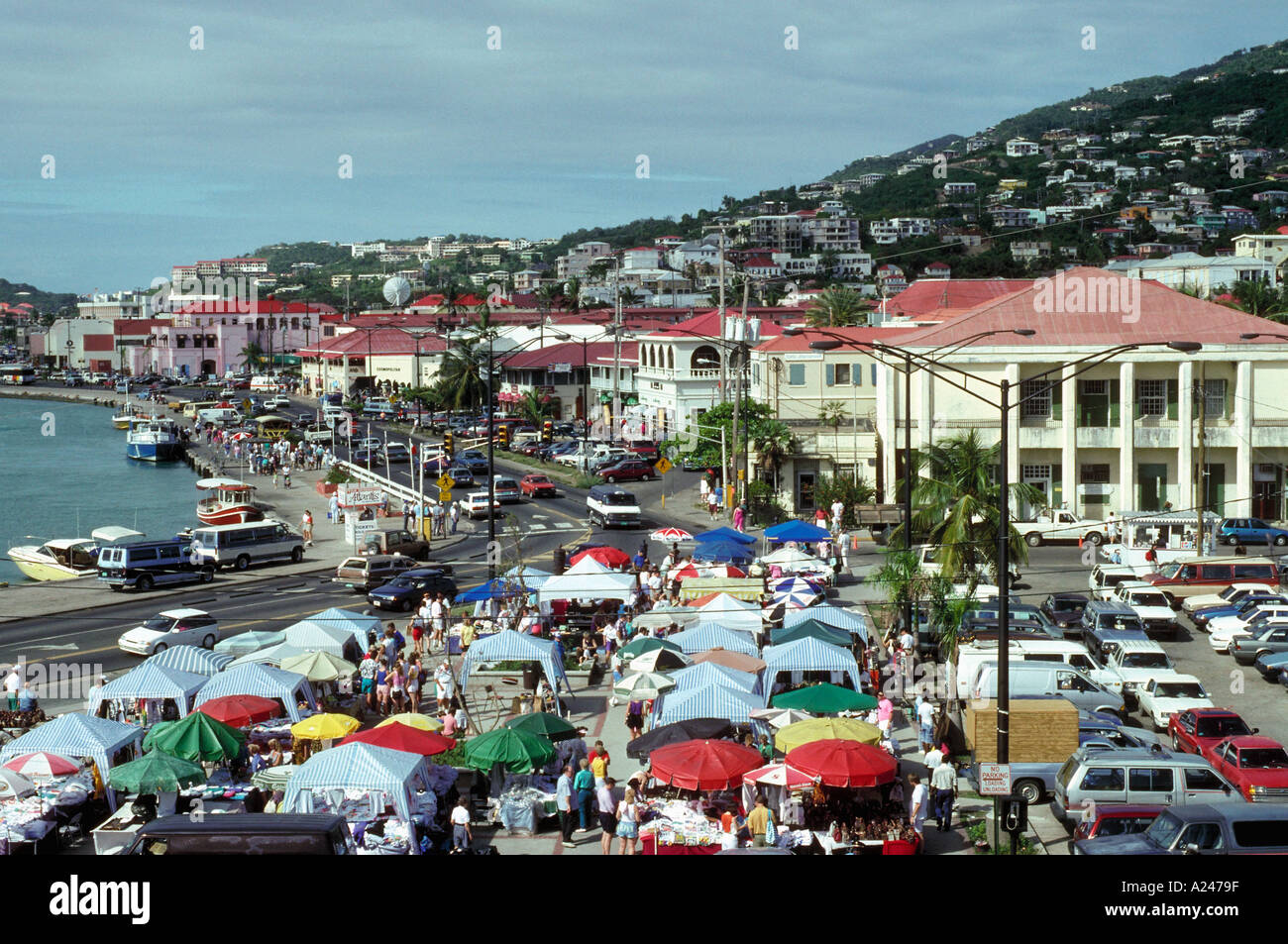 Marketplace shopping kiosks St Thomas US Virgin Islands Stock Photo - Alamy