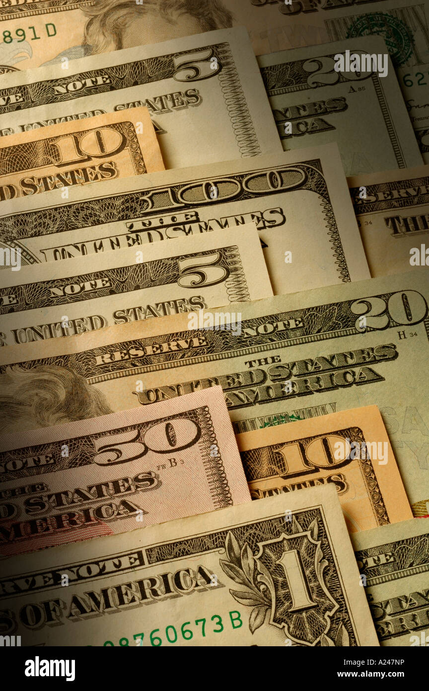 US banknotes of various dollar denominations Stock Photo - Alamy