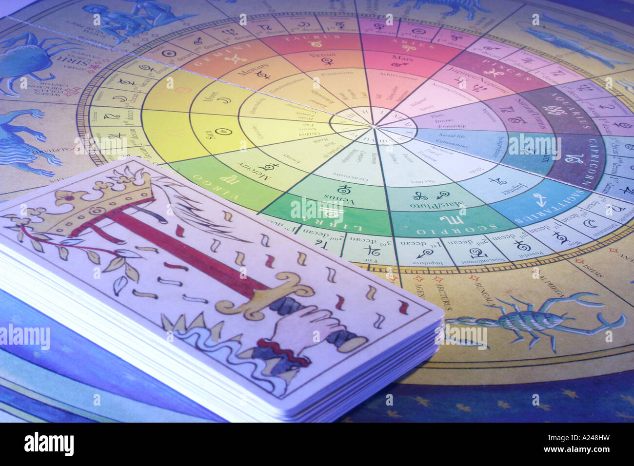 Tarot Cards on Tarot Board Stock Photo - Alamy