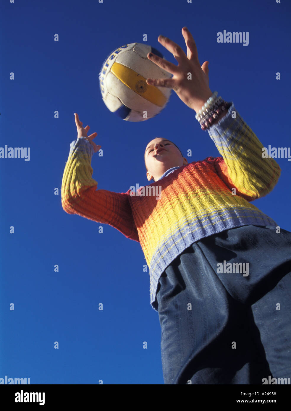 Child Playing With Ball Stock Photo - Alamy