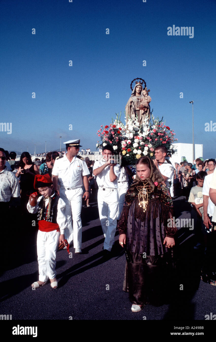 Ibiza, Spain, Crowd People Spanish "street festivals" "Procession of ...