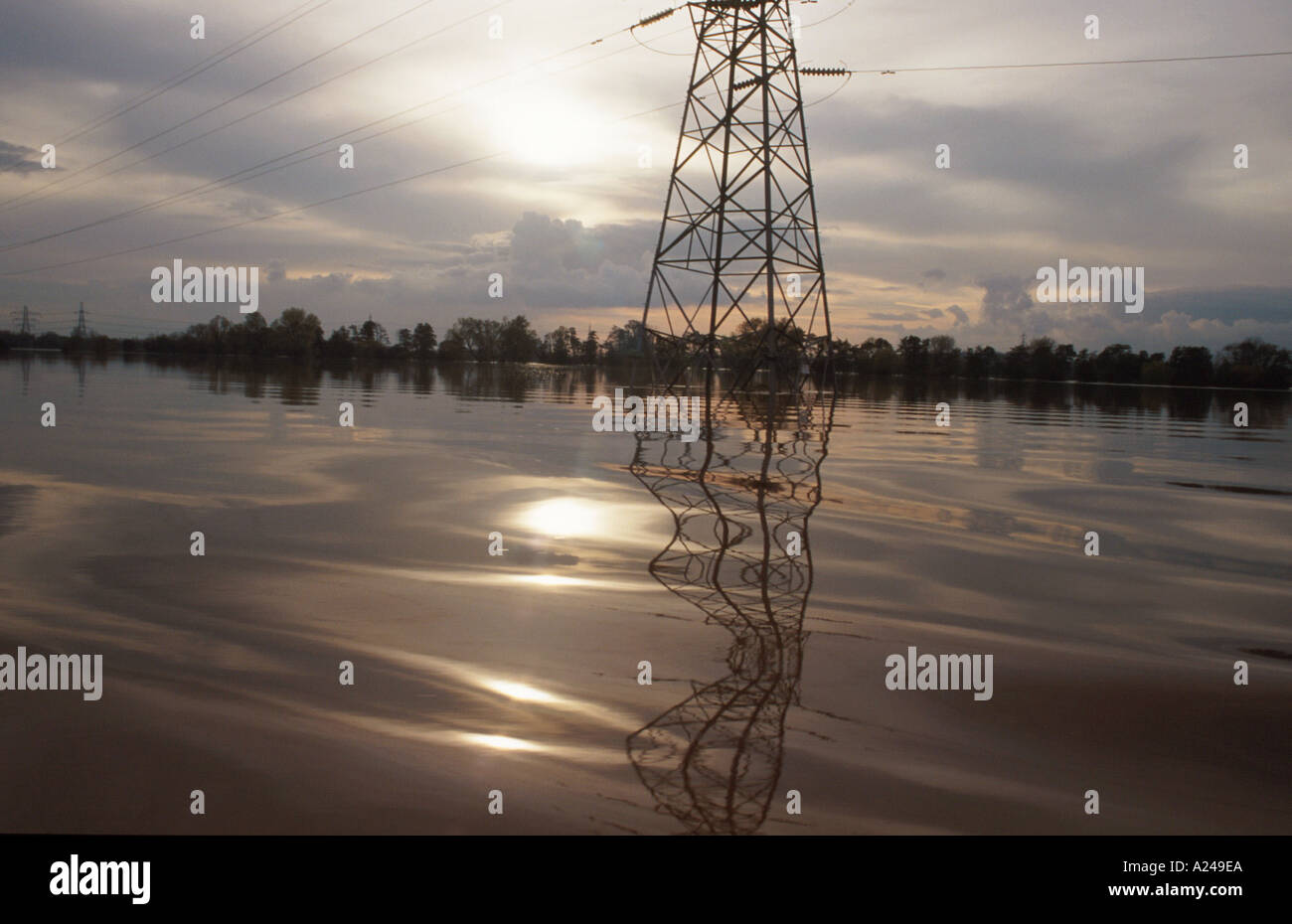 Flooded electricity pylon hi-res stock photography and images - Alamy