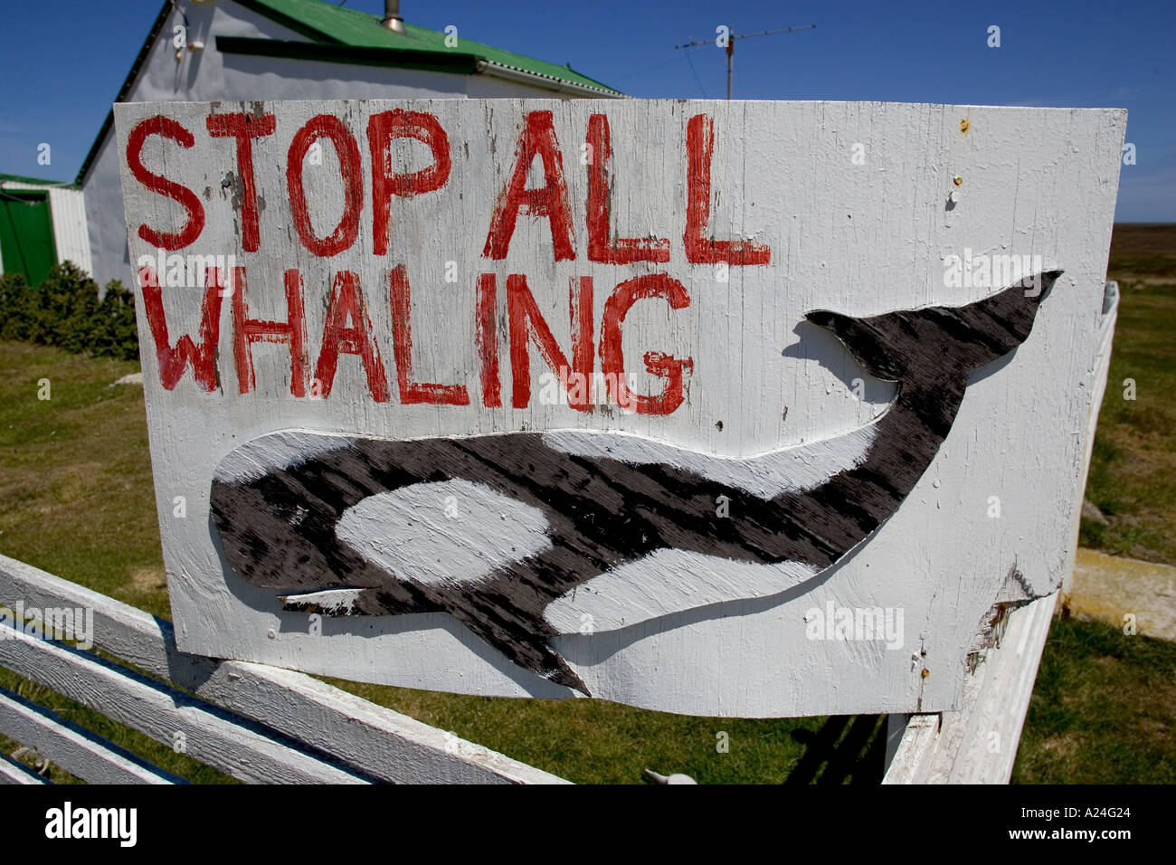 Whaling sign Falklands Stock Photo - Alamy