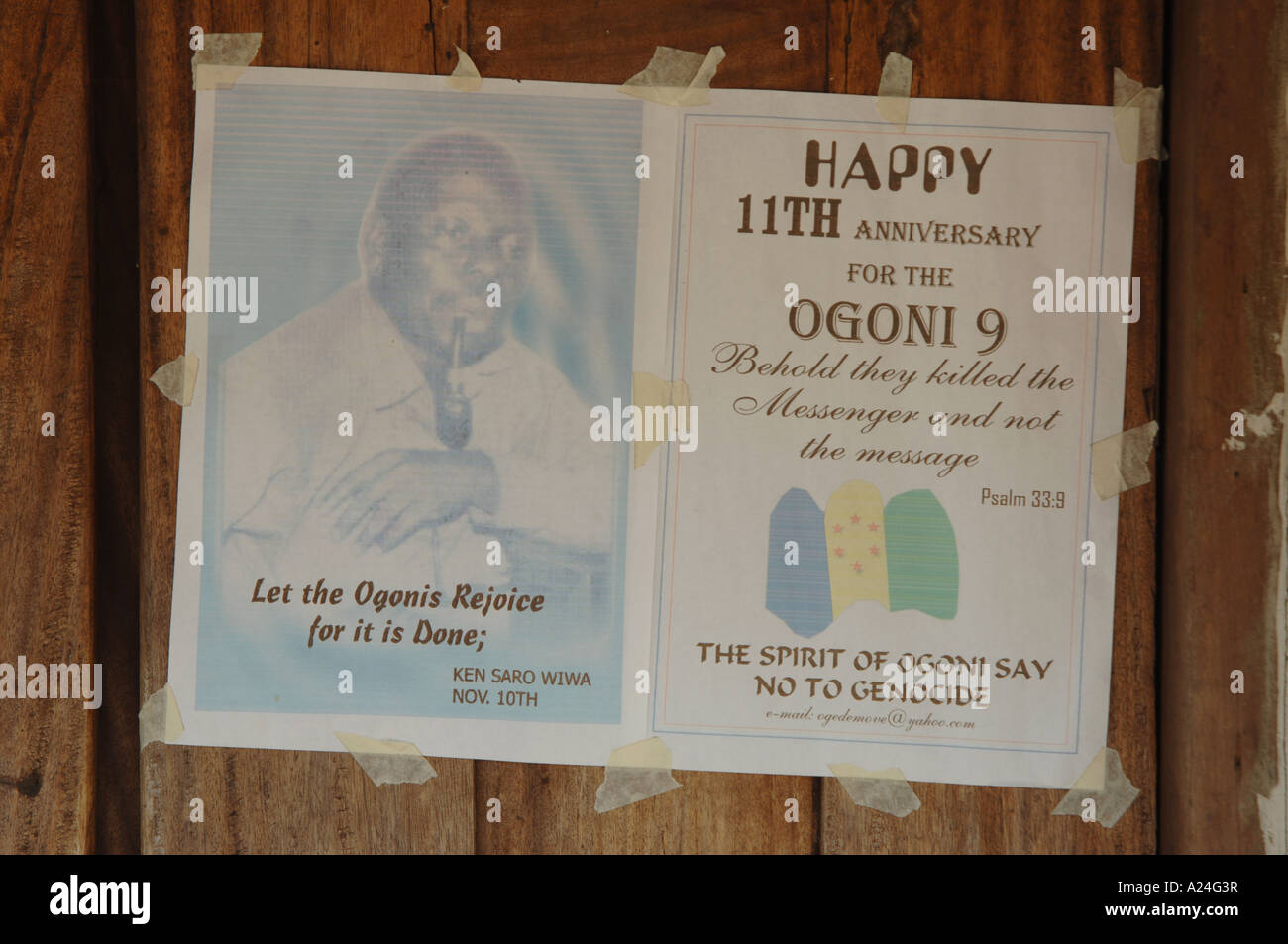 Ogoni 9 and Ken Saro-Wiwa poster Stock Photo - Alamy