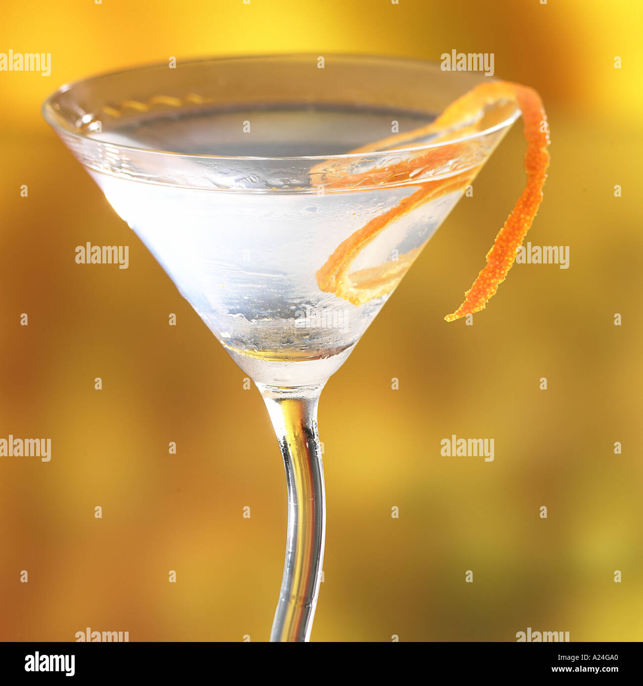 Cocktail Mah Jong Cointreau White rum Gin Ice Strip of orange rind ...