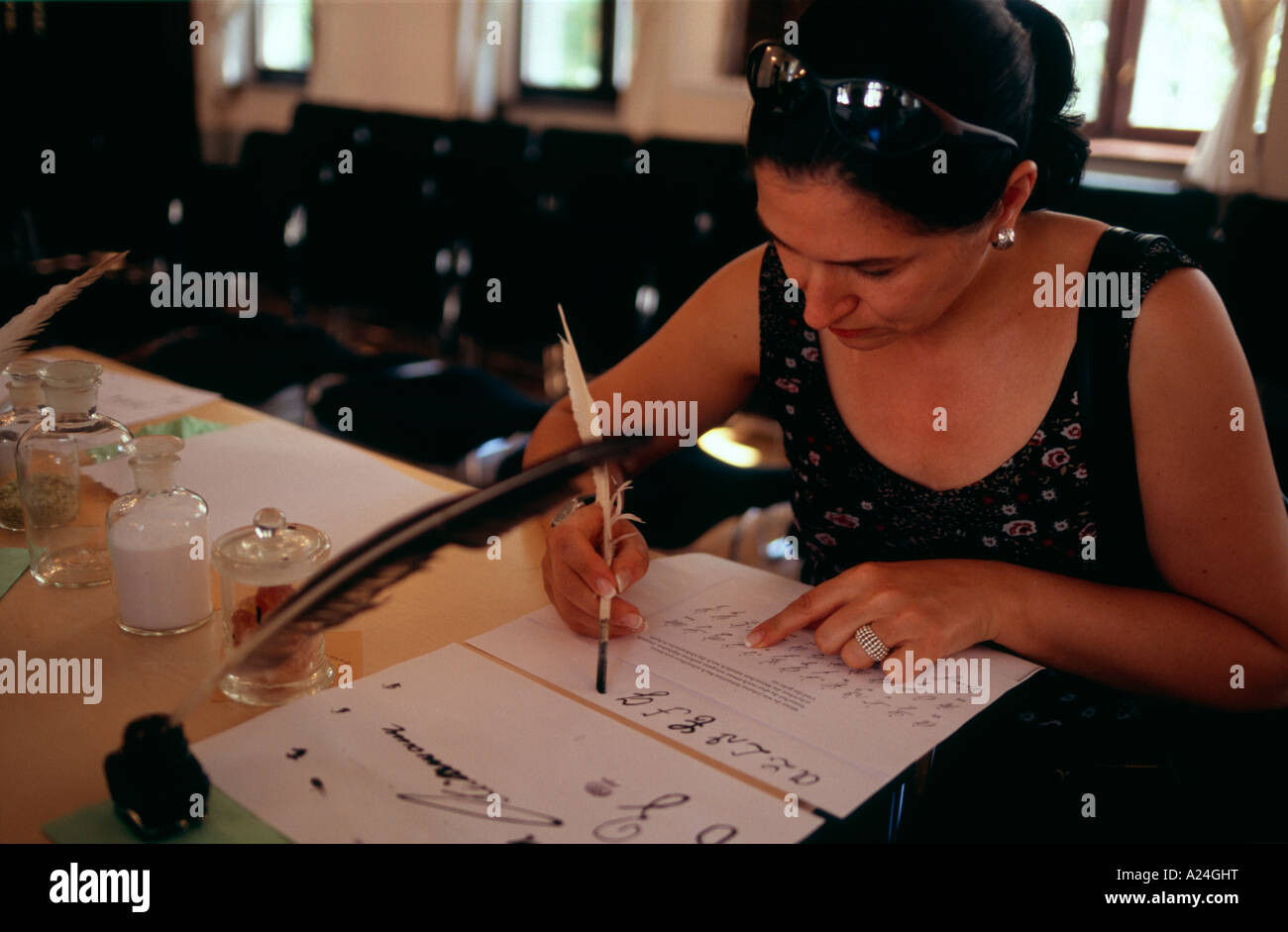 Wiriting with quill Stock Photo - Alamy