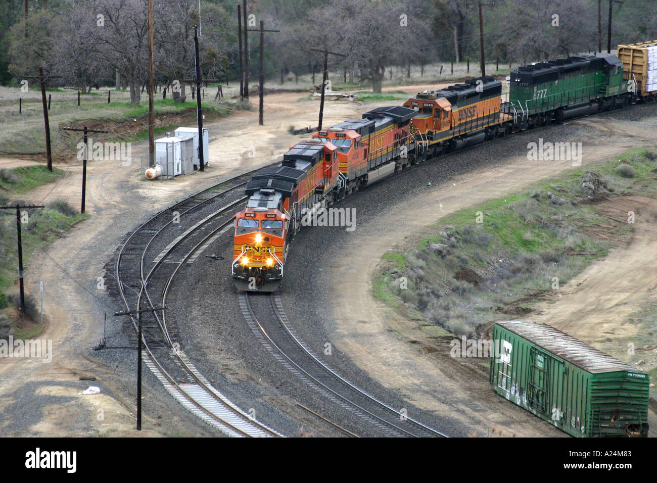 BNSF Locomotives at Tehachapi Loop California USA Stock Photo - Alamy