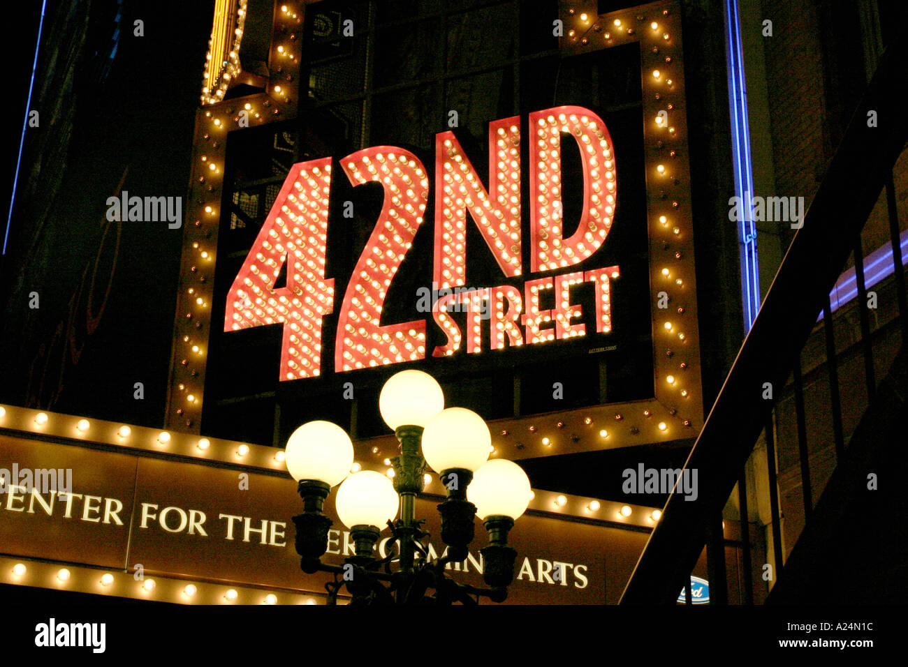 42nd Street theatre sign New York Stock Photo - Alamy