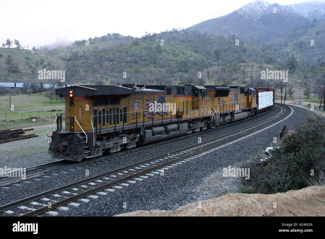 Union Pacific railroad locomotives at Tehachapi Loop California USA Stock Photo - Alamy