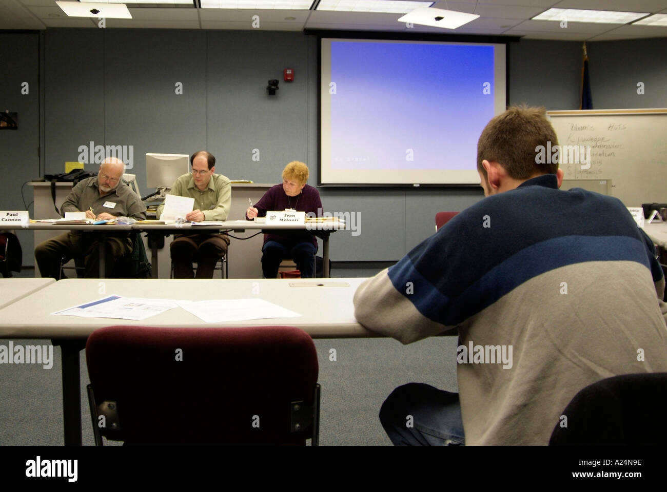 Adult computer class training is conducted during a business meeting ...