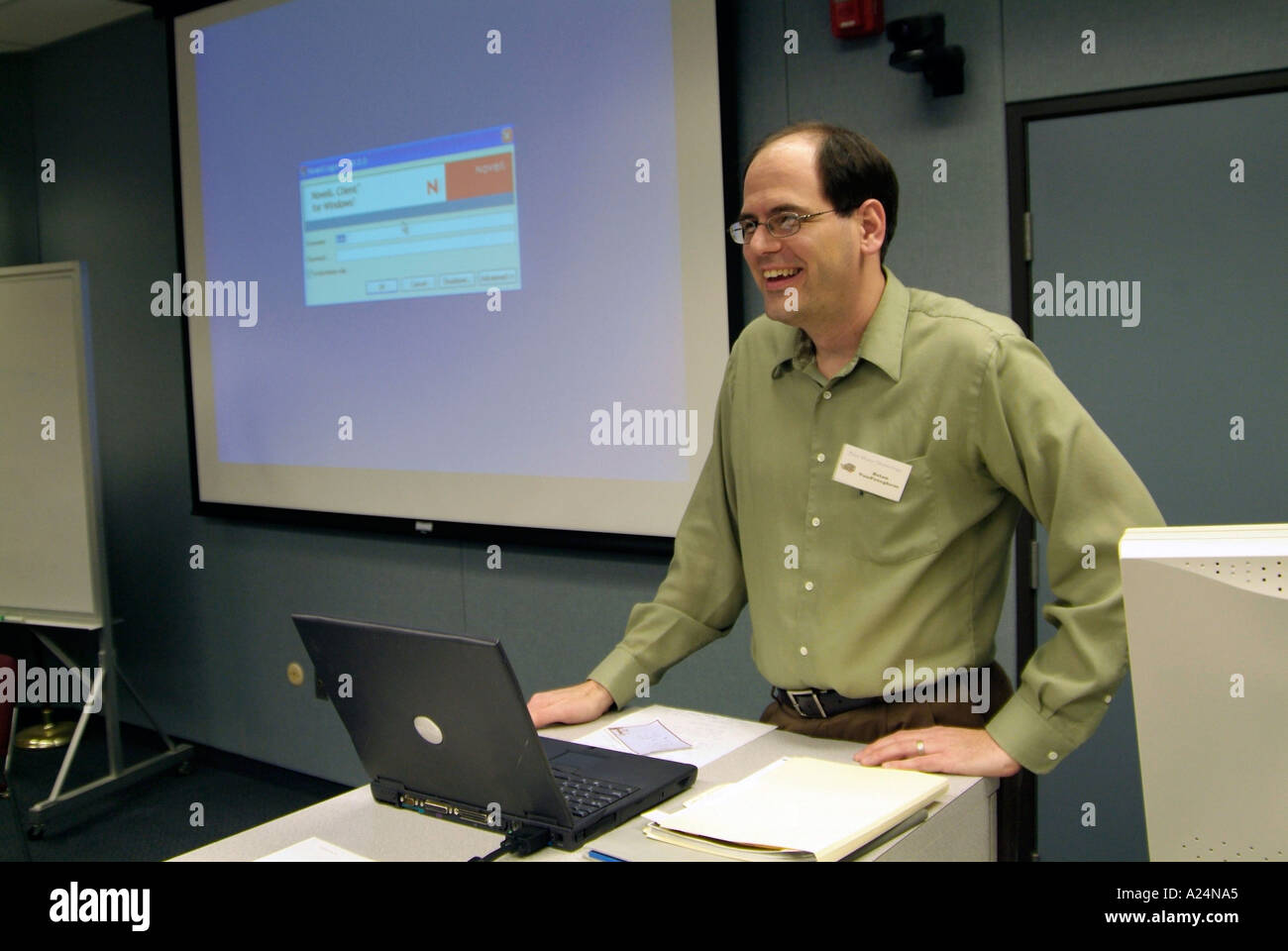 Adult computer class training is conducted during a business meeting ...