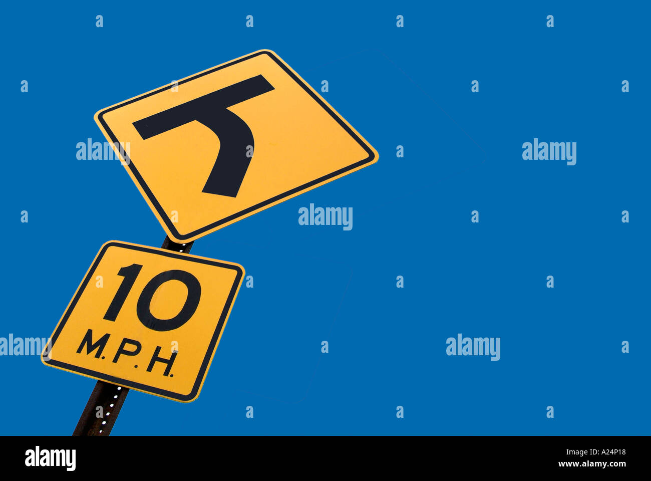 highway sign alerting drivers to slow down intersection ahead Stock ...