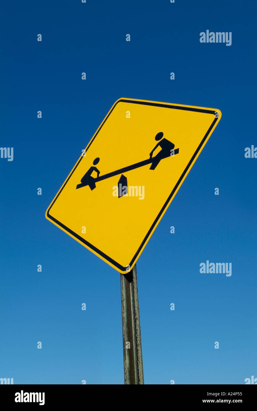 Playground for children warning sign Stock Photo - Alamy