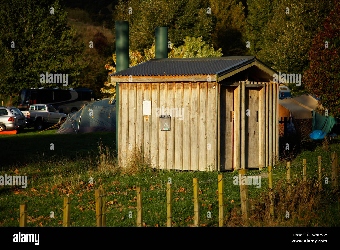 long drop at doc camp site at lake tutira Stock Photo - Alamy
