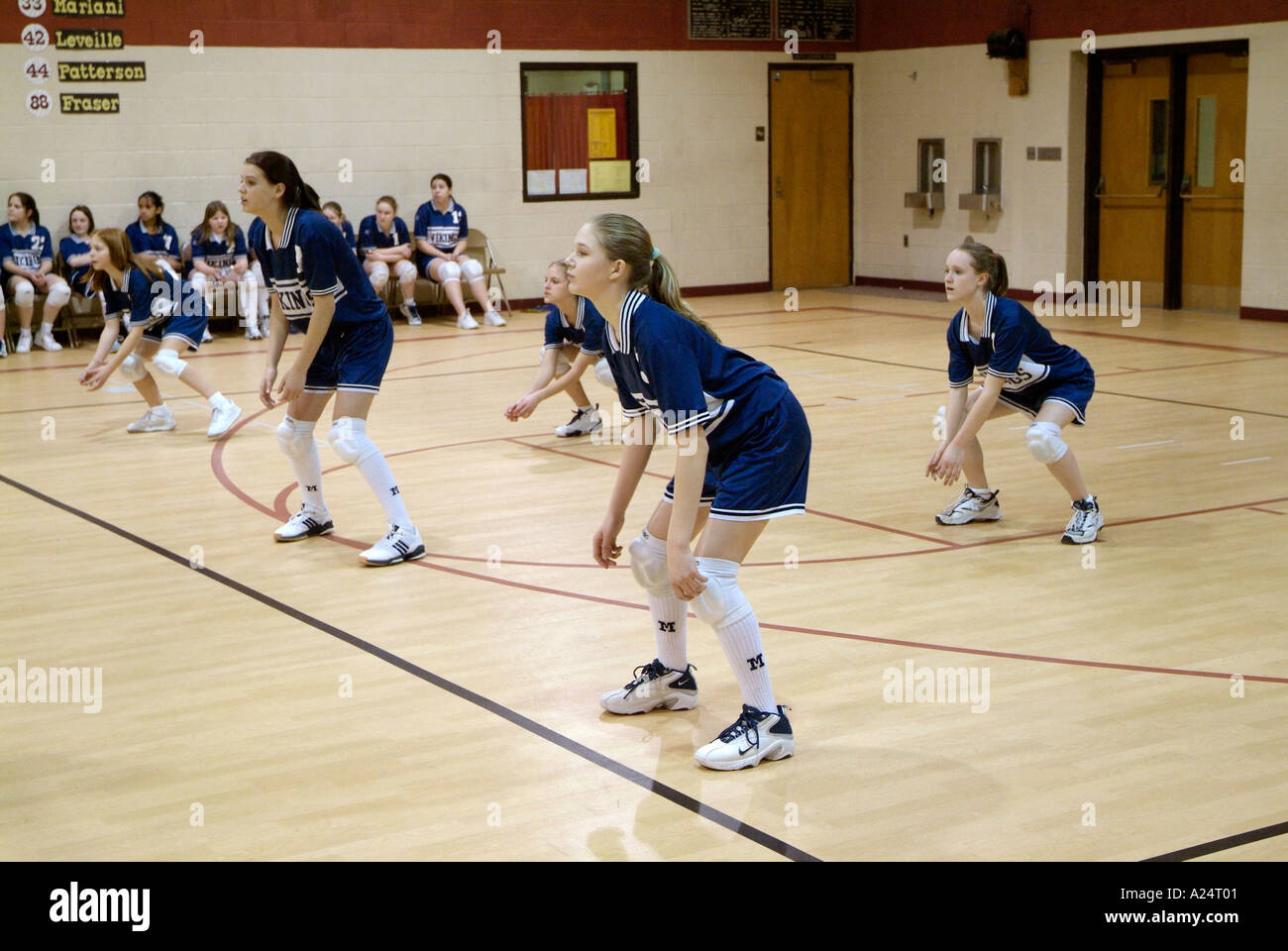 Middle school girls volleyball match Stock Photo - Alamy