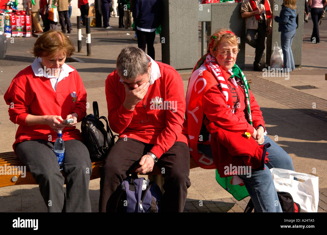 Welsh rugby fans outside in Cardiff celebrating a Six Nations ...