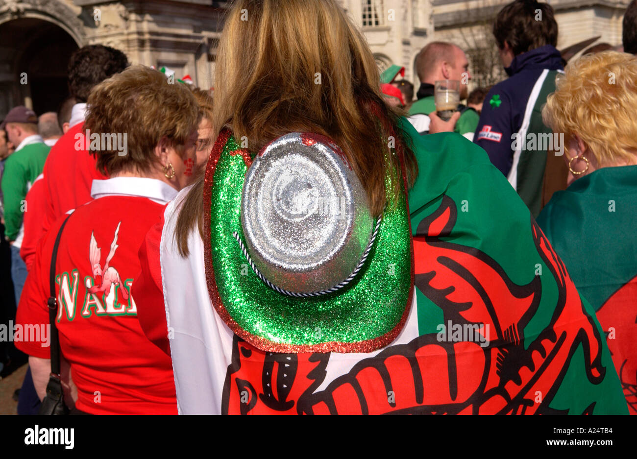 Female Welsh rugby fans on the streets of Cardiff for an international ...