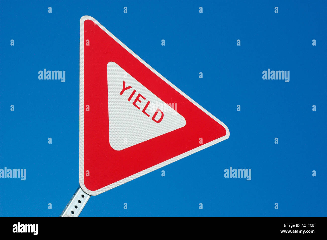 Yield sign for drivers in USA America to heed as they move on freeways ...