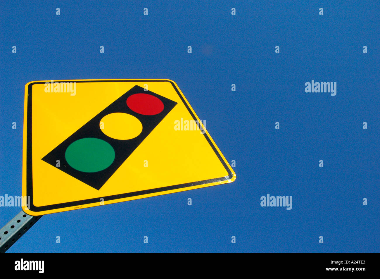 Stop light sign on highway roads freeway to warn drivers Stock Photo ...