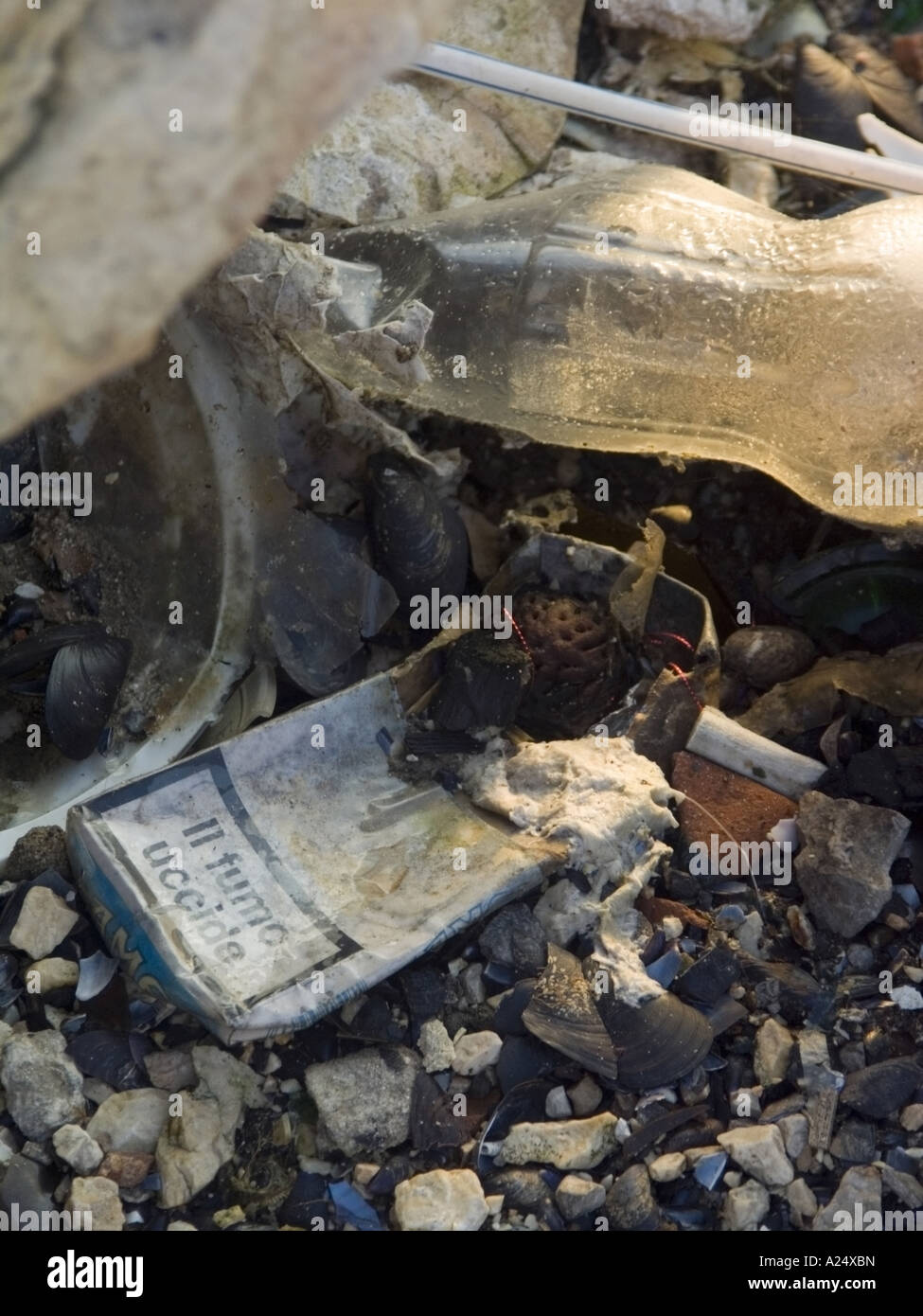 smoke cigarettes package pollution on the sand of Villaggio coppola ...