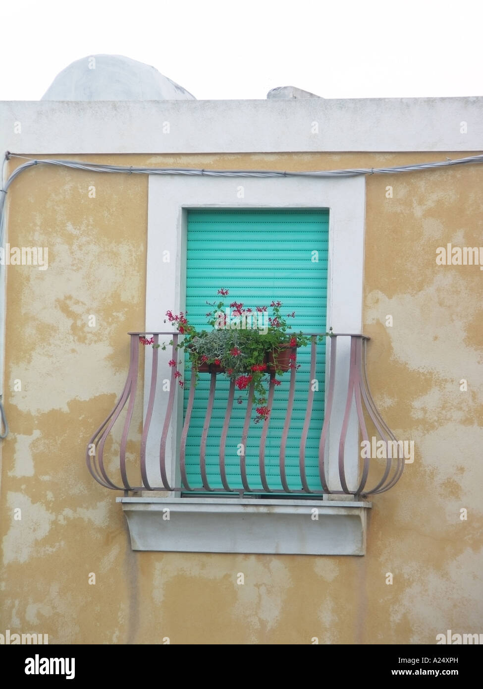 nice colored windows in ventotene, island in italy, mediterranean sea ...