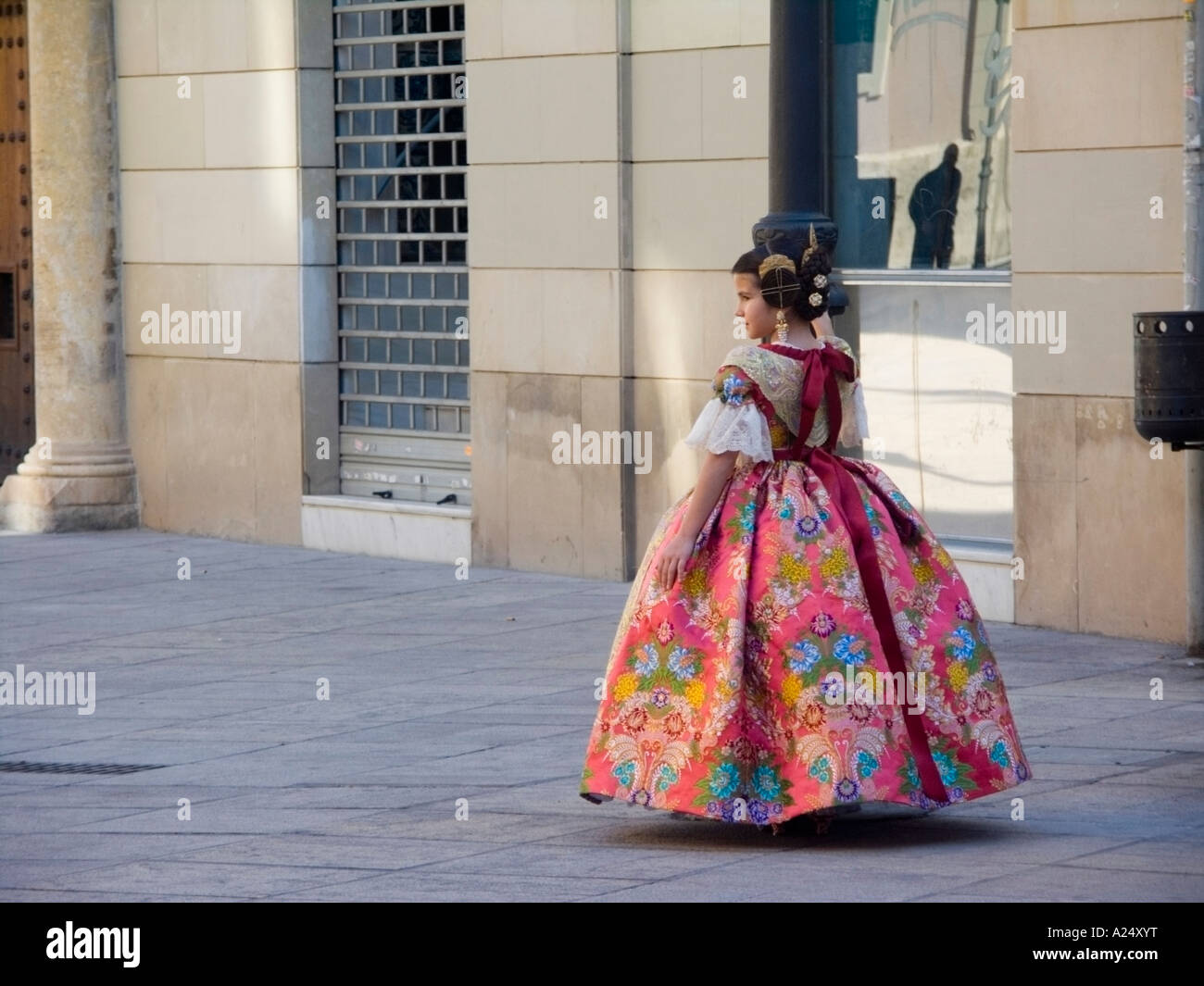 young girls, kid, in valencia, dressed with typical clothes, suggestive ...