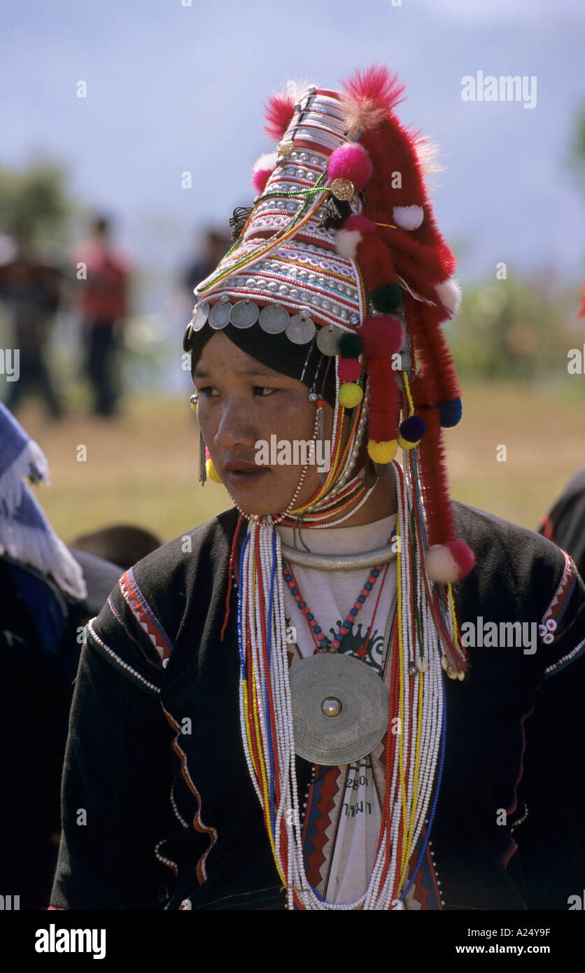 Woman the akha tribe in traditional dress hi-res stock photography and ...