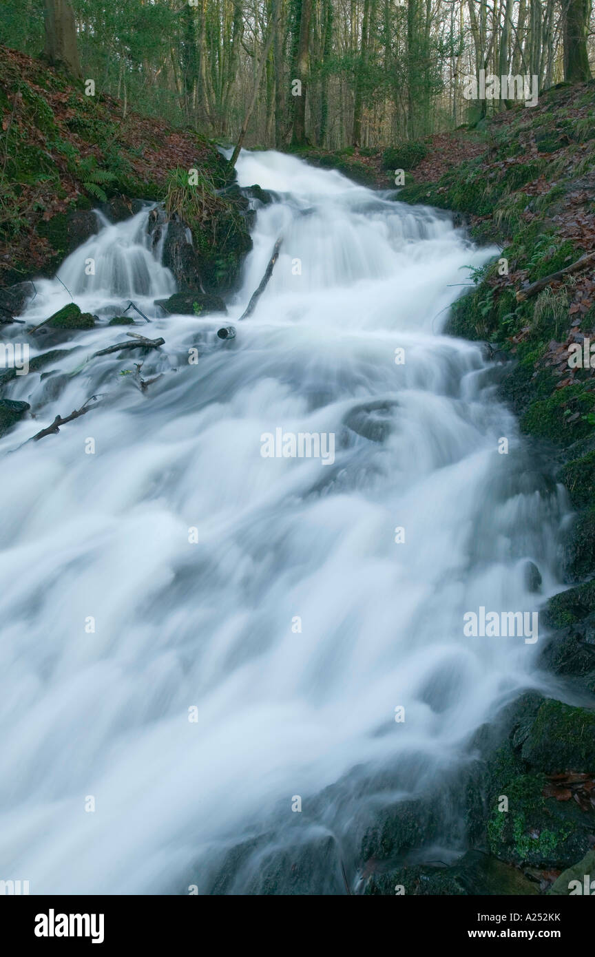 A waterfall in flood on the outskirts of windermere, Lake district, UK ...