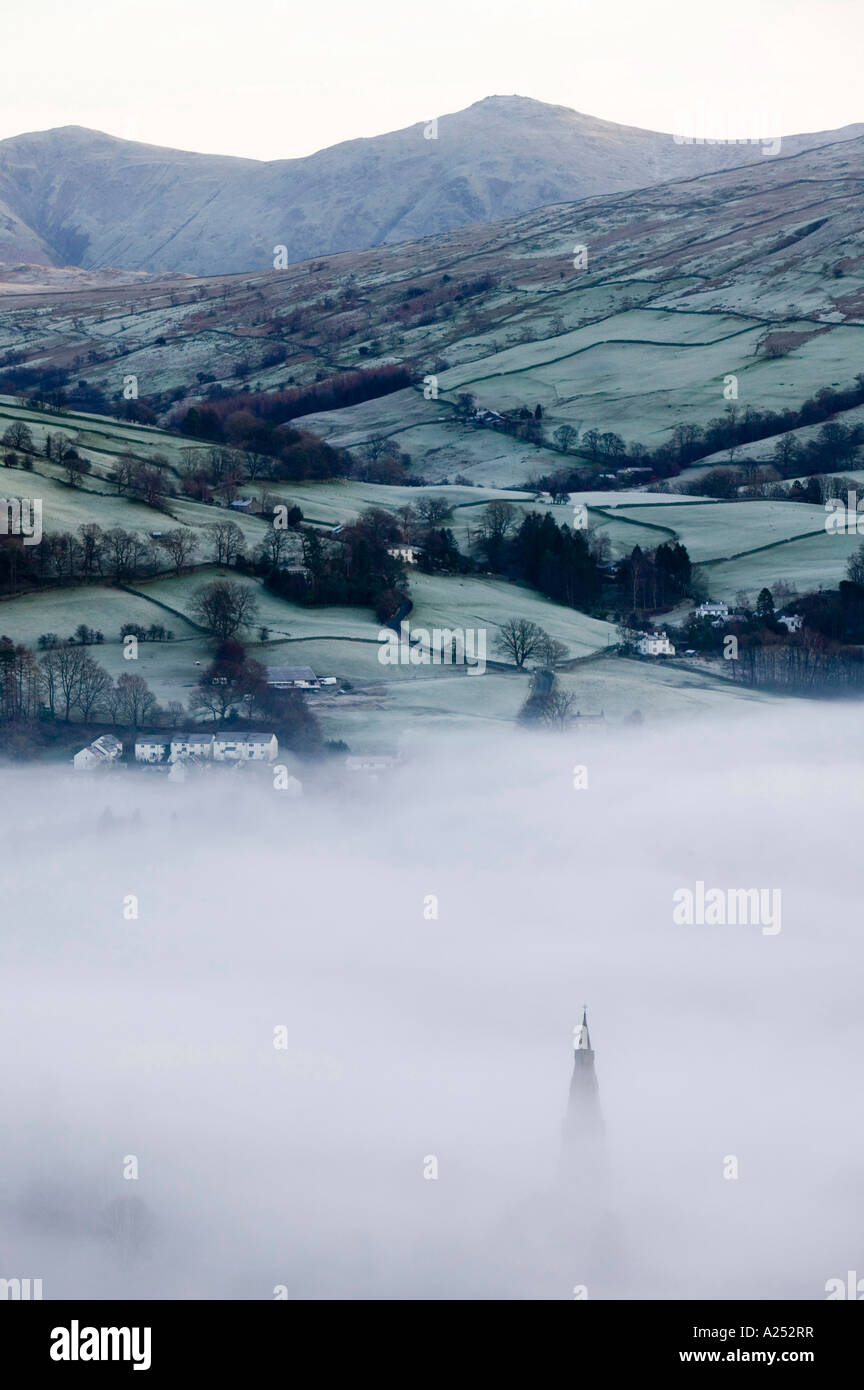 Ambleside poking through the valley mist of a temperature inversion ...