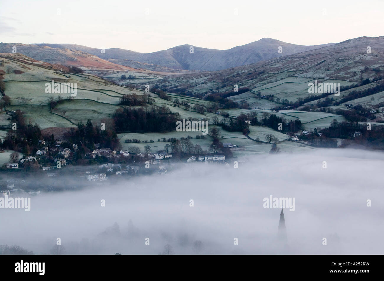 Ambleside poking through the valley mist of a temperature inversion ...