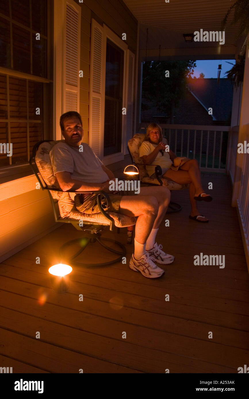Porch scene at night Stock Photo - Alamy