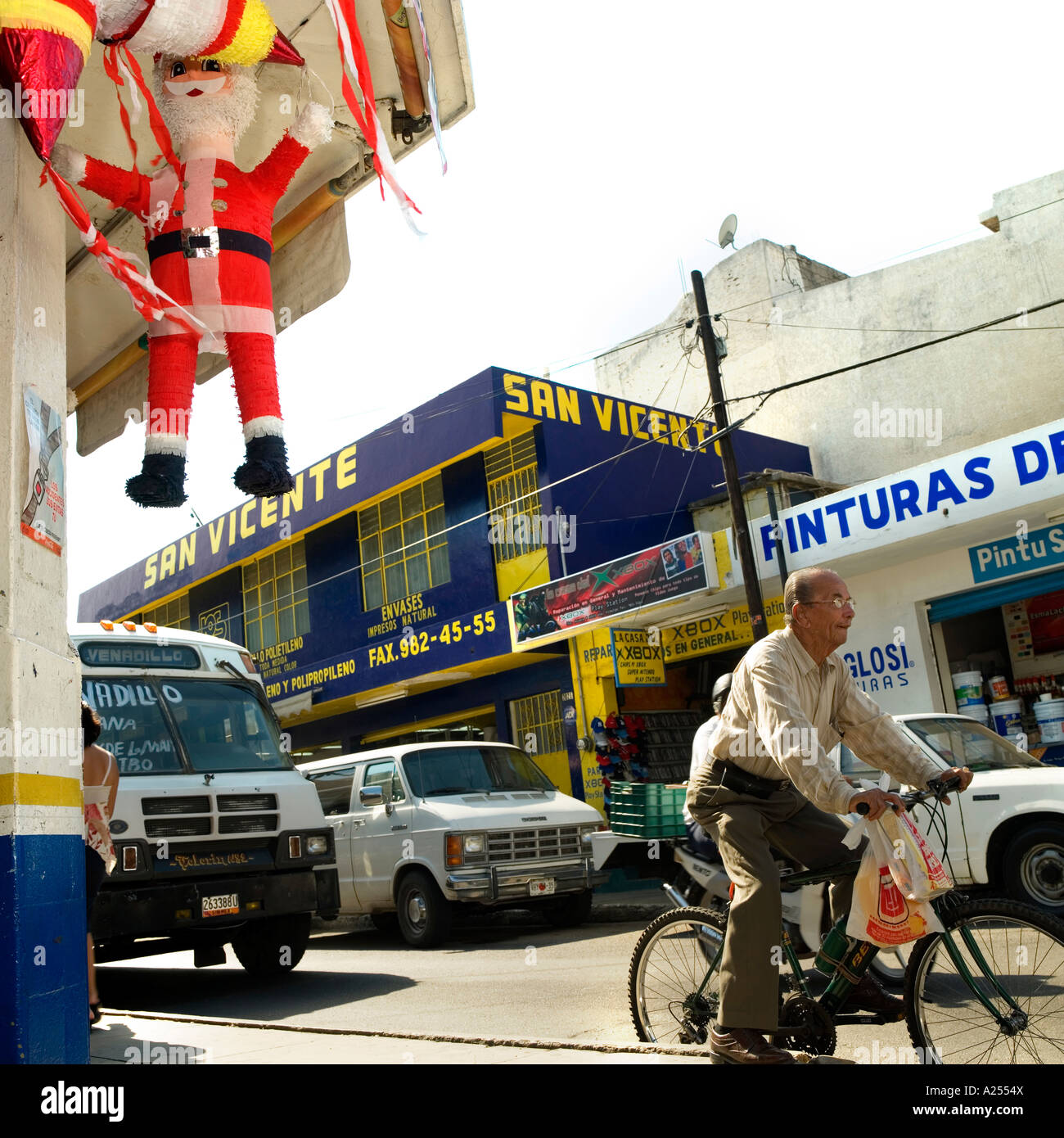Father Christmas piñatas for sale in Mazatlan Mexico Stock Photo - Alamy