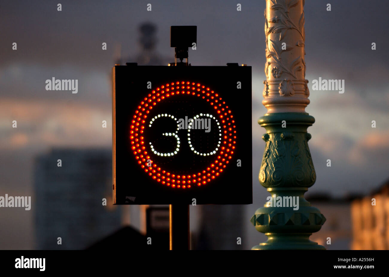 A vehicle speed warning sign along Brighton seafront UK Stock Photo - Alamy