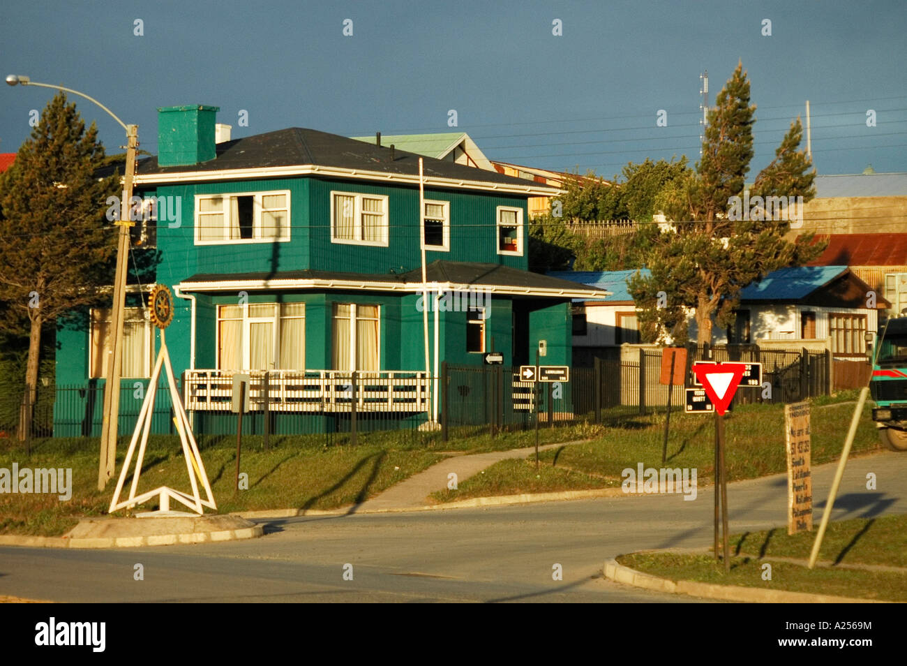 Green building, Puerto Natales Chile Stock Photo - Alamy