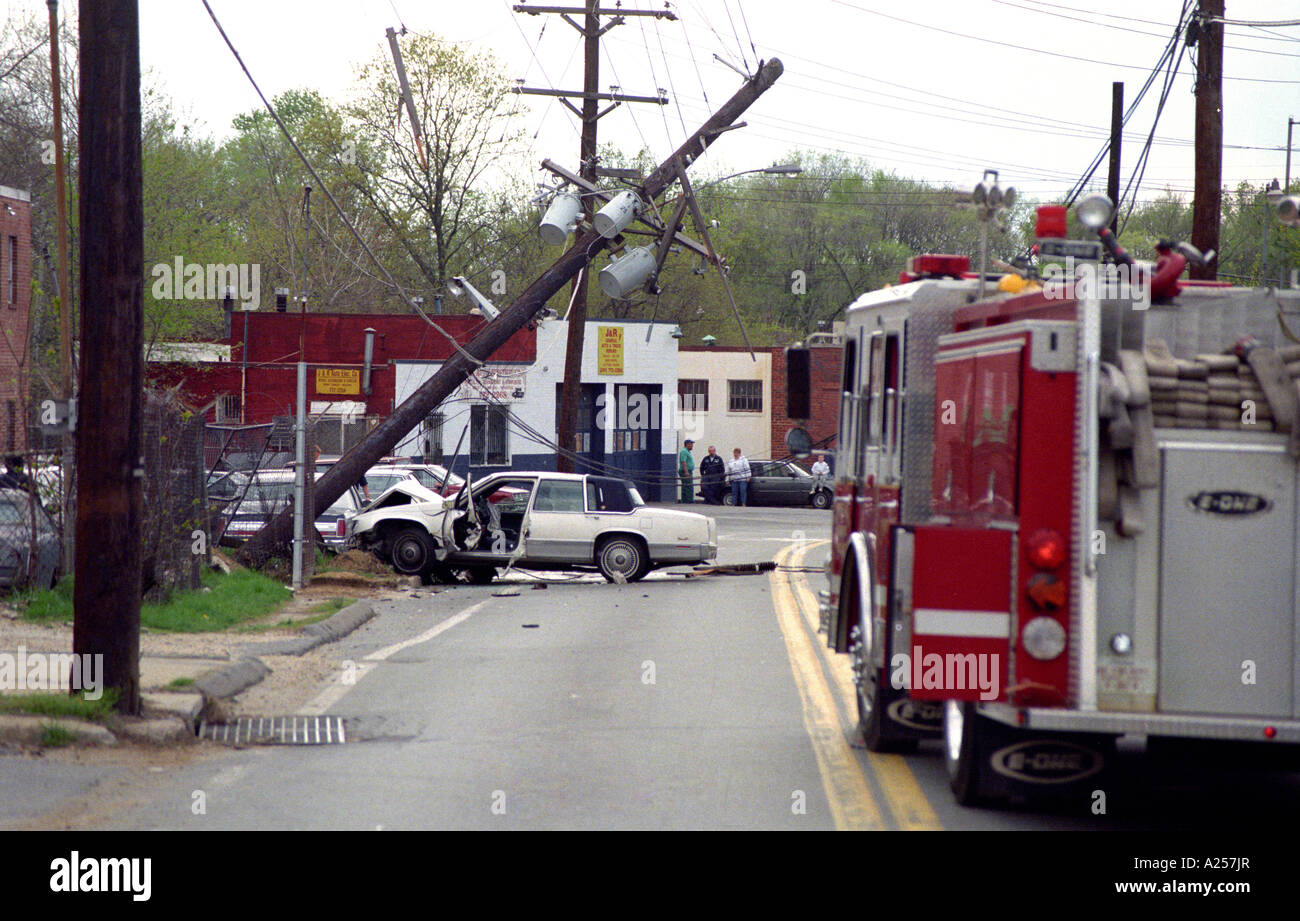 Car telephone pole hi-res stock photography and images - Alamy
