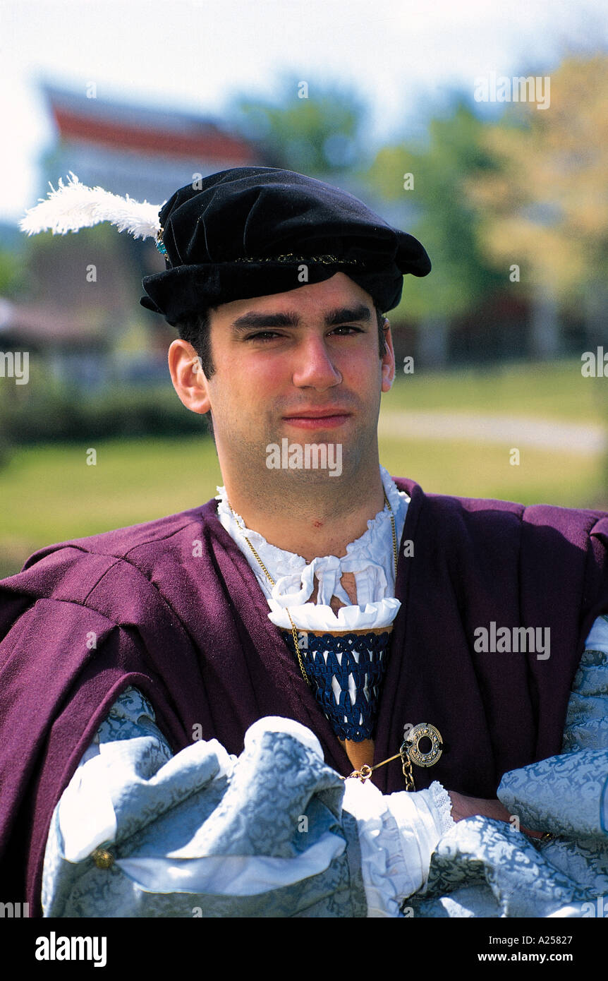 PORTRAIT OF MAN WEARING COLOURFUL TRADITIONAL COSTUME QUEBEC Stock ...