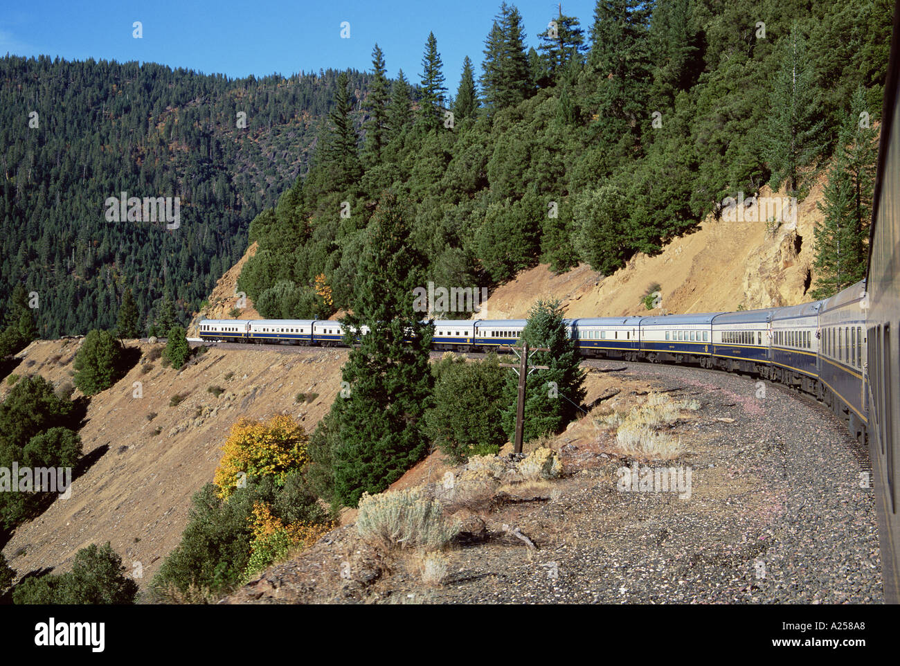 AMERICAN ORIENT EXPRESS, LUXURY PASSENGER TRAIN, TURNING CORNER ON ...
