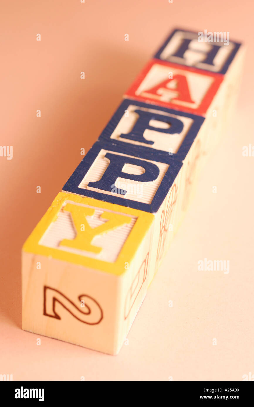 Alphabet Blocks - Happy Stock Photo - Alamy