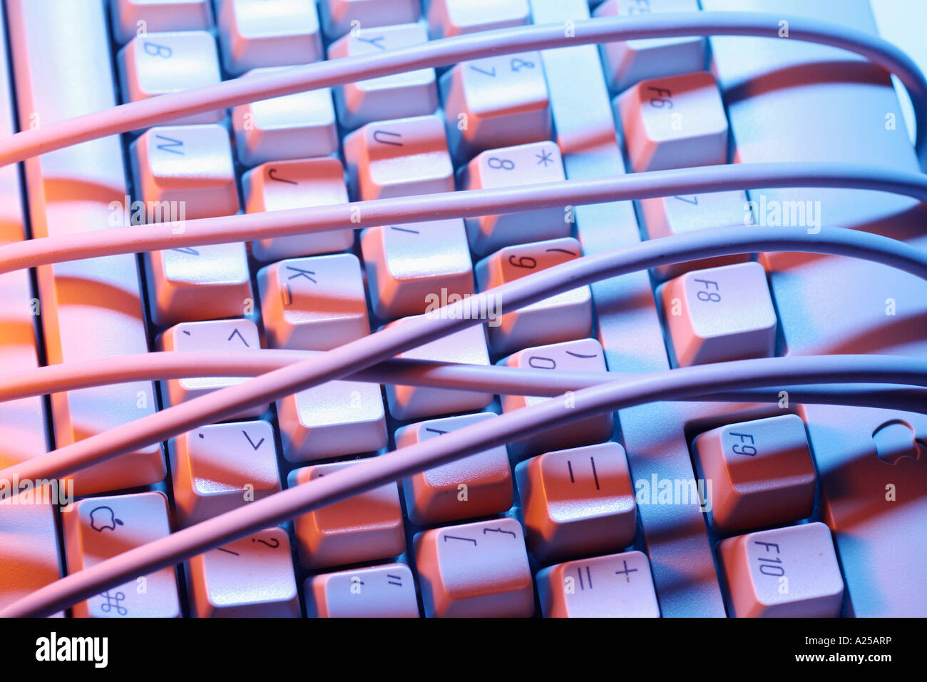 Computer Keyboard with Cords Stock Photo - Alamy