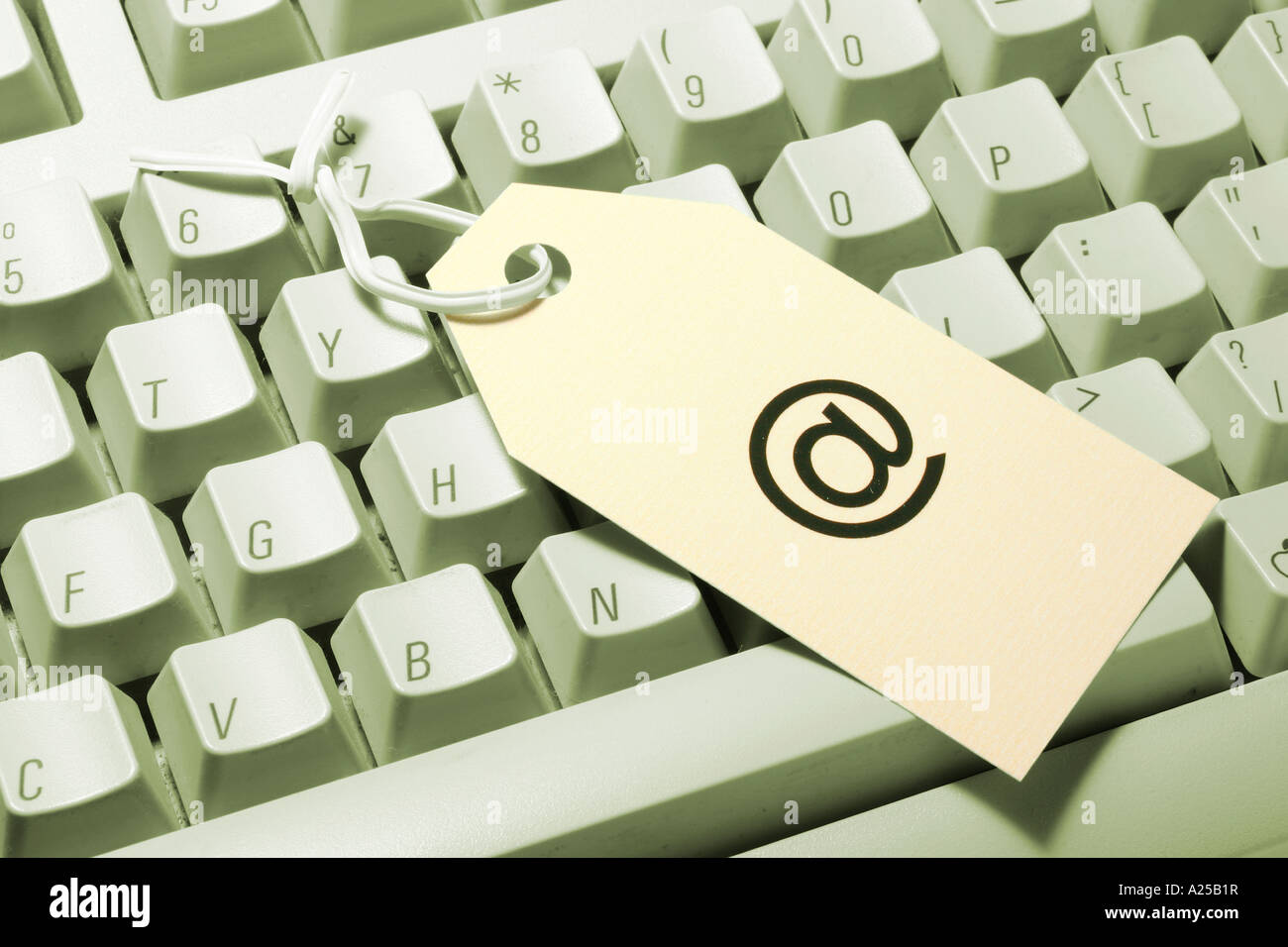Computer Keyboard with At Sign Tag Stock Photo - Alamy