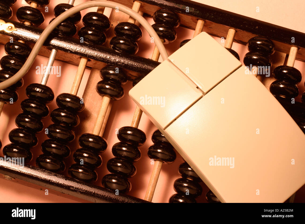 Computer Mouse on Abacus Stock Photo - Alamy