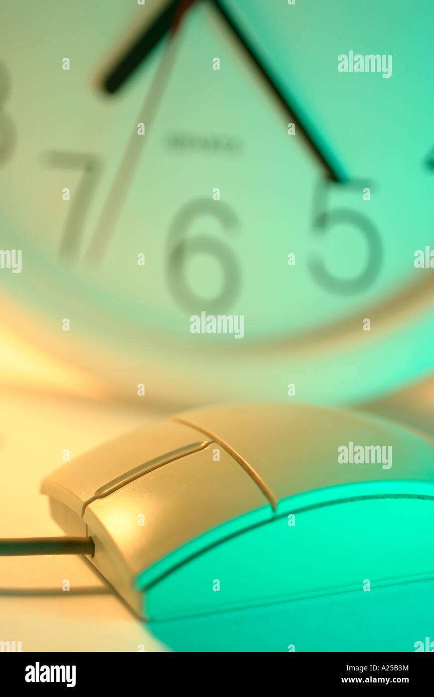 Computer Mouse and Clock Stock Photo - Alamy