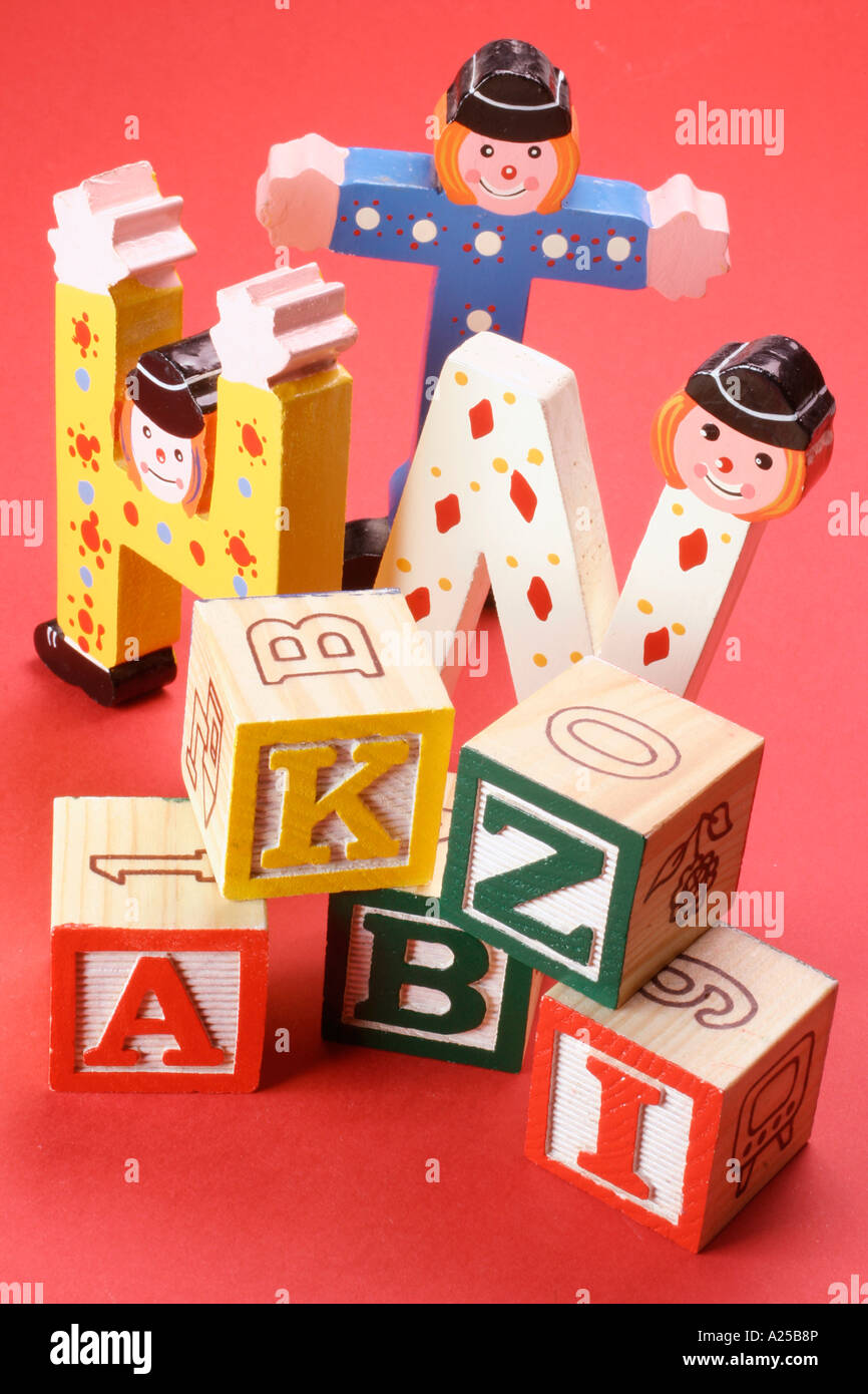Wooden Alphabets and Alphabet Blocks Stock Photo - Alamy